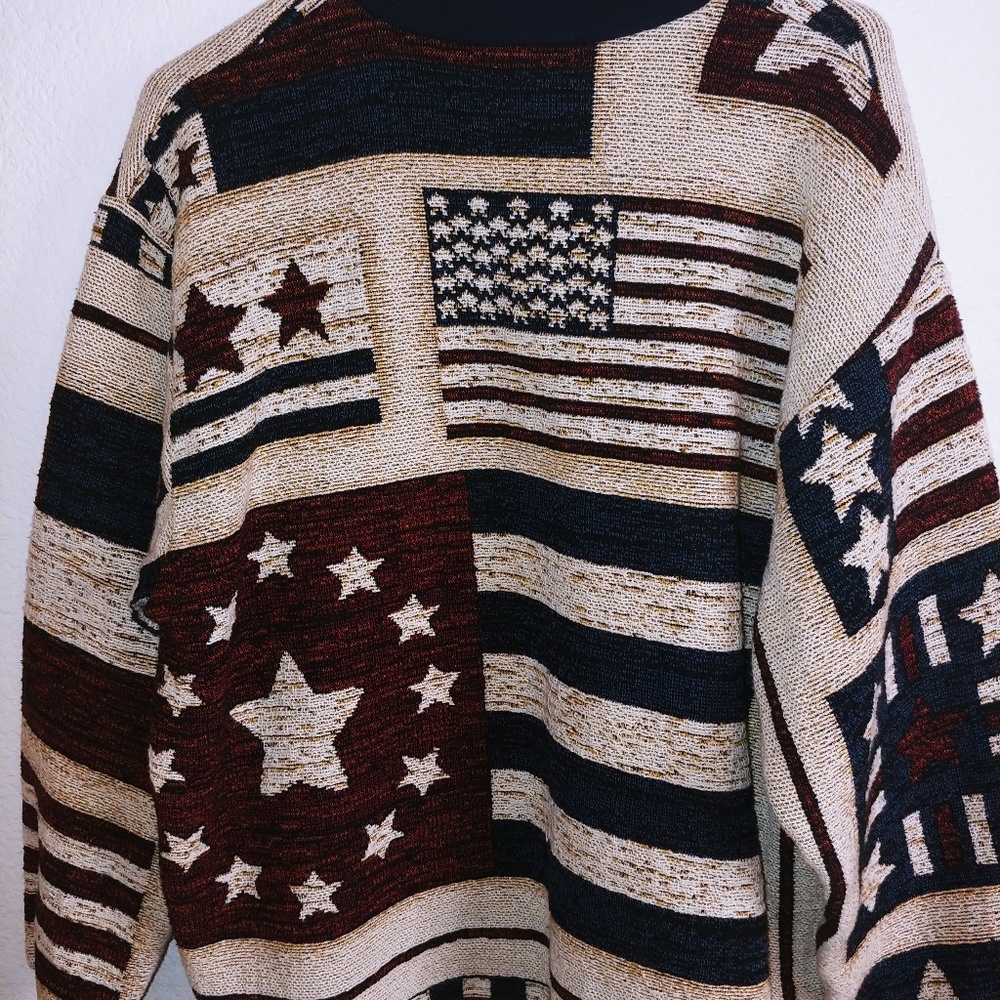 Vtg Sugar Street Weavers American Flag Sweater - Gem